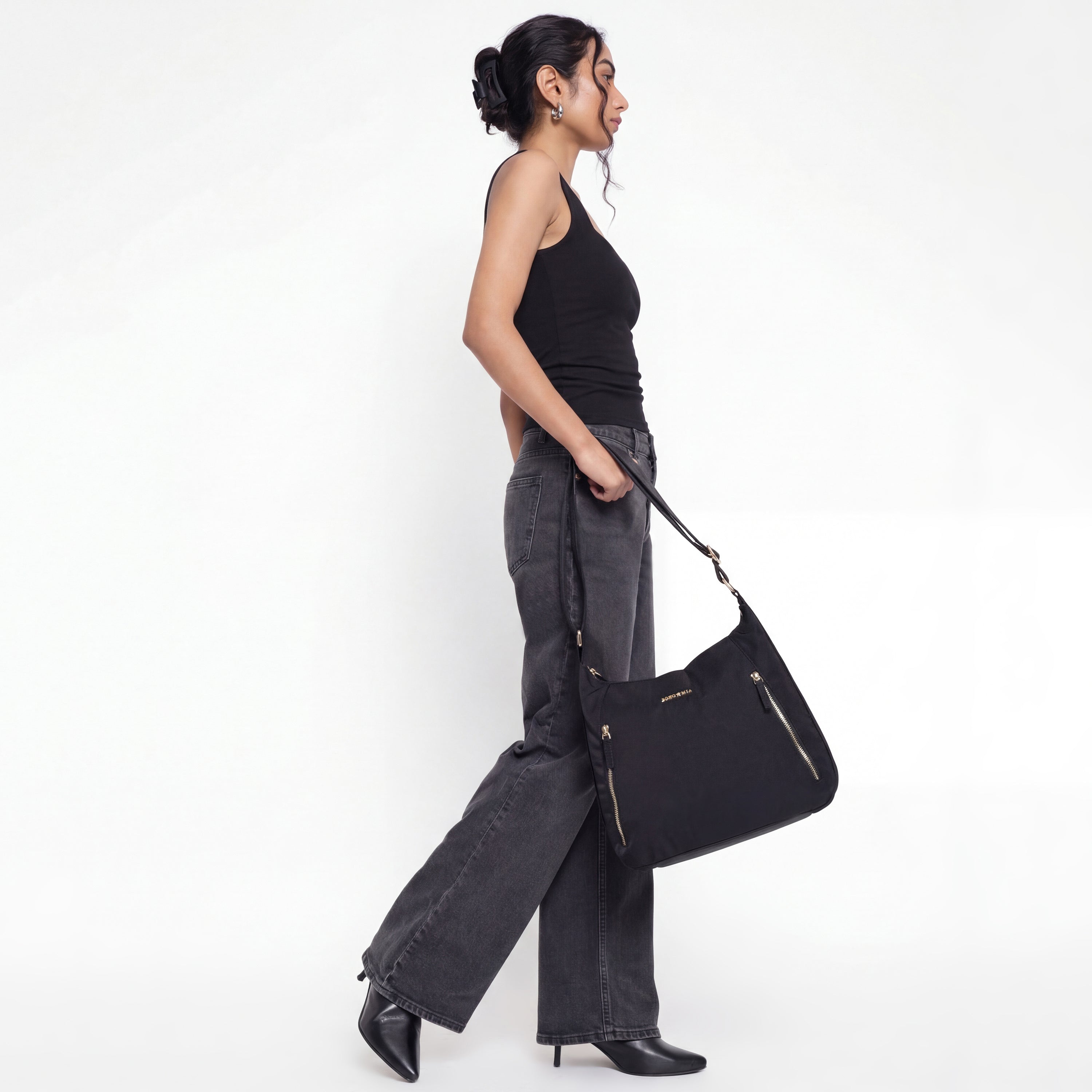 Bohomia Essential Hobo Bag Black (Brand Logo Strap)